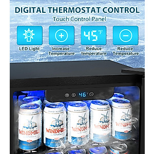 Electactic 50 Cans Beverage Refrigerator Cooler, 1.3 Cu.ft Mini Fridge Countertop Drink Cooler with Glass Door for Beer, Soda,Wine, Adjustable Digital Temperature Control for Home Dorm Bar, Black