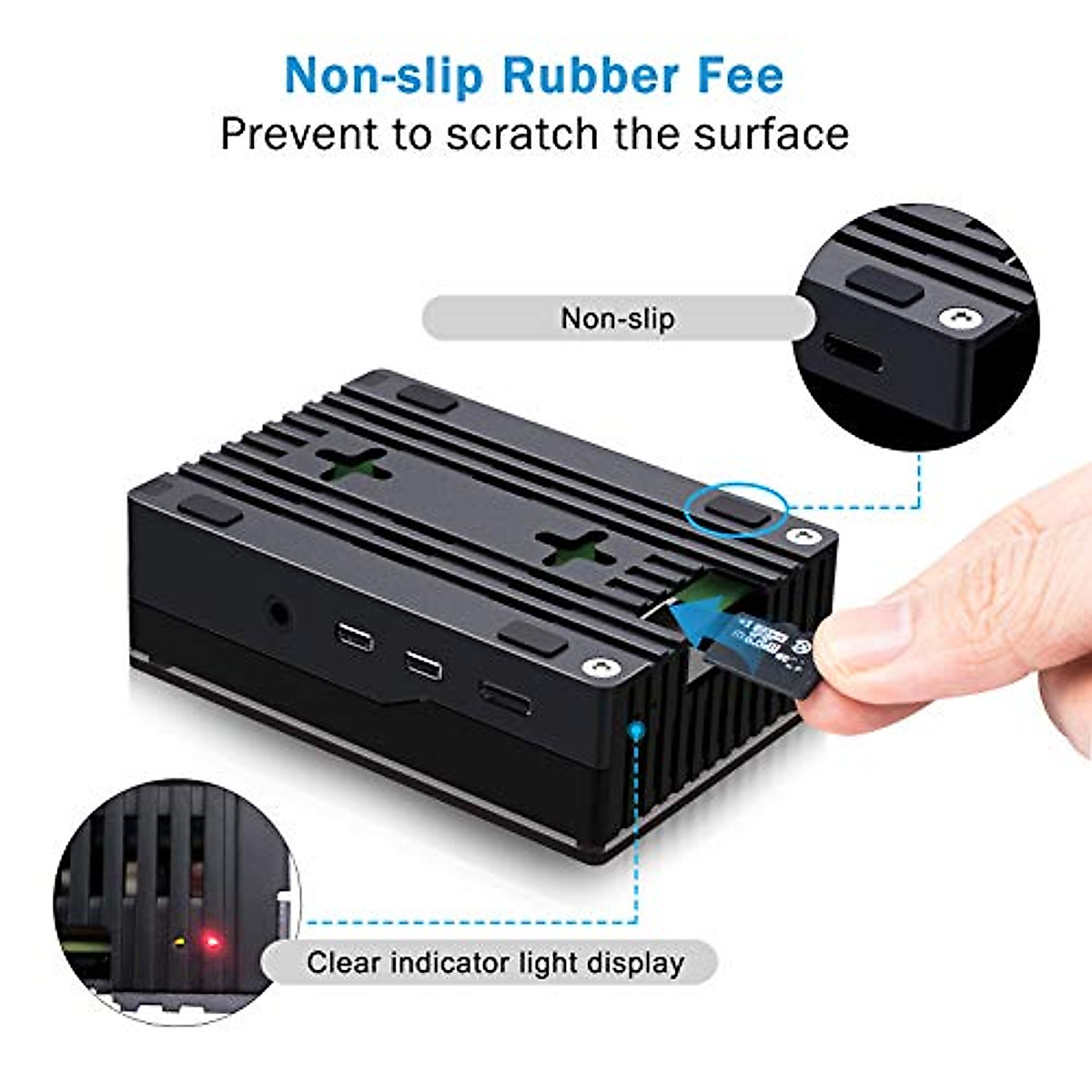 Smraza for Raspberry Pi 4 Case, Raspi 4B Case with Cooling Fan 35MM, 4pcs Heatsinks, 5V 3A USB-C Power Supply for Raspberry Pi 4 Model B RPI 4 8GB/4GB/2GB/1GB