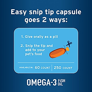 Pet Protect from The Makers of Advantage Omega 3 Supplement for M/L Dogs | 250 Capsules