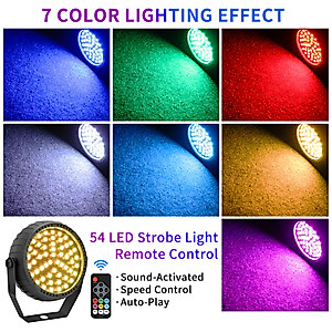 Telbum Strobe Light, 54 Super-Bright RGB LEDs Mini Strobe Light for Parties, Halloween Strobe Lights with Remote Control, Sound Activated & Speed Control DJ Flashing Light for Room Stage Disco Party