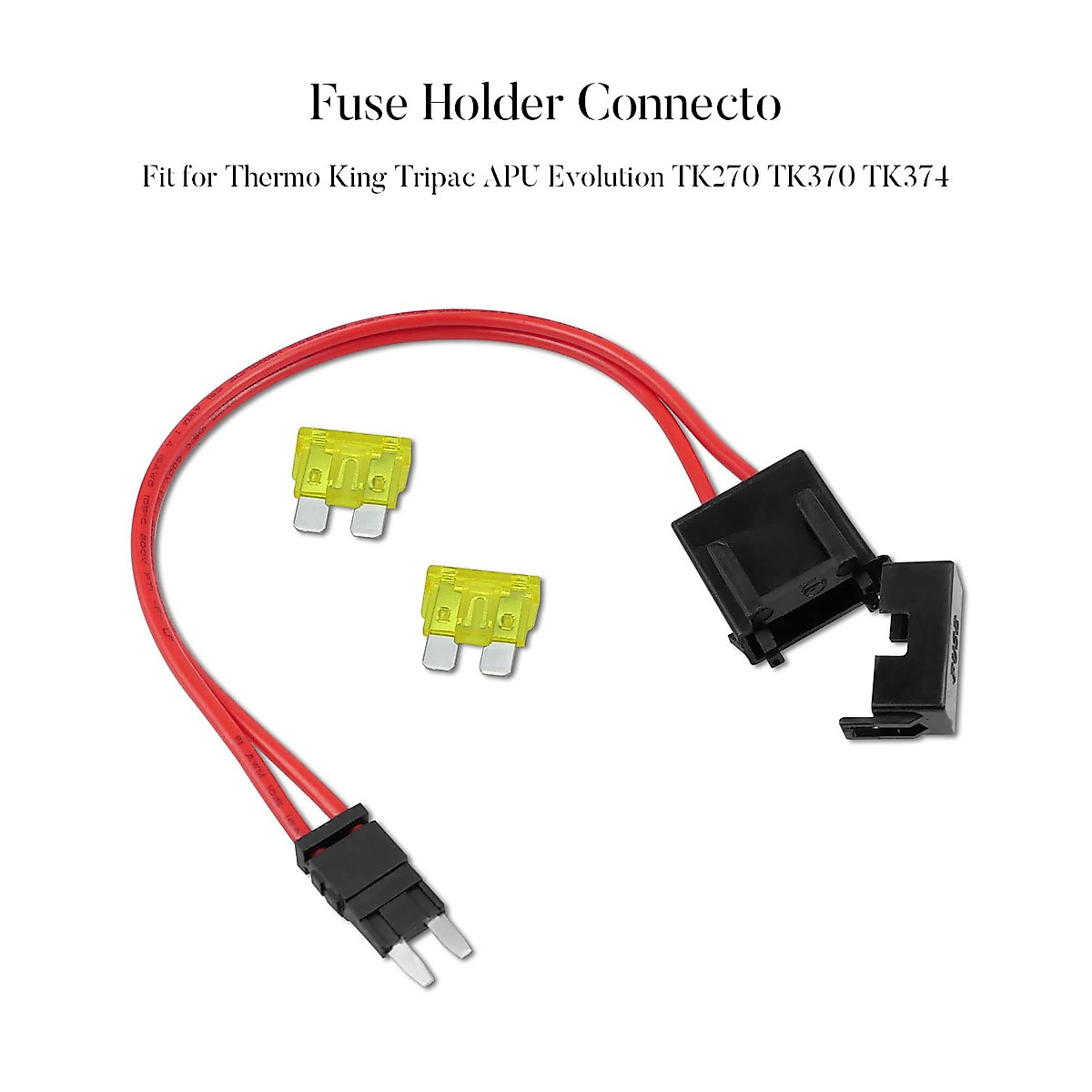 Tavaski Car Fuse Holder Connector, 32V 20 Amp 16 AWG, Tap and Test Automotive Circuits Red Wire Cable, Fit for Mini ATM Fusebox Panels 11.5 Inch, with 2Pcs 20A Fuses
