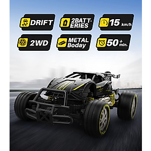 DODOELEPHANT Remote Control Car RC Cars Metal Drift 1/20 Scale Fast 10MPH 2.4Ghz 2WD All Terrain 2X Batteries 50 Min Play Sport Racing Hobby Toy Vehicle Xmas Birthday Gifts for Boys Girls Adults