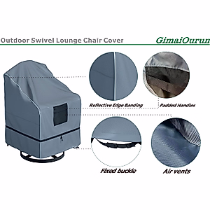 GimaiOurunOutdoor Swivel Lounge Chair Cover 1 Set, Waterproof Heavy Duty Outdoor Chair Cover, Outdoor Lawn Patio Furniture Rocking Chair Cover, (30 W x 35 D x 38.5 H inches), Gray