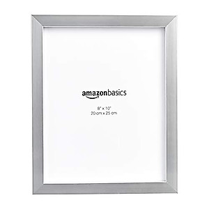 Amazon Basics Photo Rectangular Picture Frame, Pack of 5, 8" x 10", Nickel, 11.18" L x 9.18" W