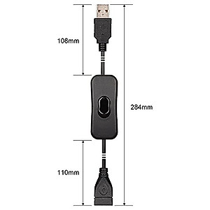 Onite 2pcs of Male to Female USB Cable with ON/Off Switch,Extension USB Cord for Raspberry Pi & Arduino LED Strip String - Easy Start/Reboot
