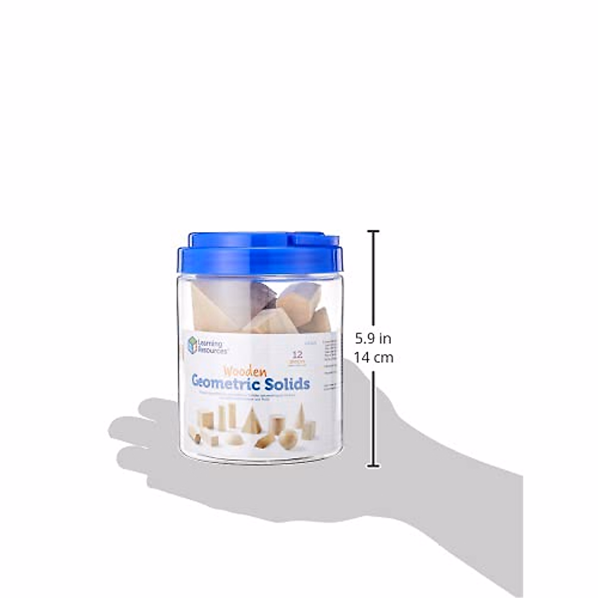 Learning Resources Geometric Solids, Wooden Shapes, Set of 12 Geometric Shapes, Ages 6+, Multi-color