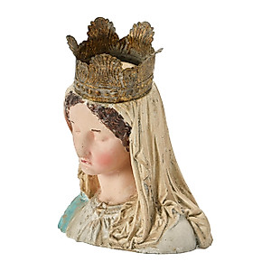Creative Co-Op Hand-Painted Magnesia Vintage Reproduction Virgin Mary Bust with Removable Crown