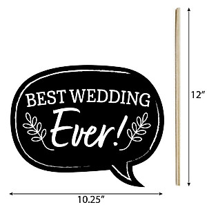 Big Dot of Happiness Funny Mr. and Mrs. - Black and White Wedding or Bridal Shower Photo Booth Props Kit - 10 Piece