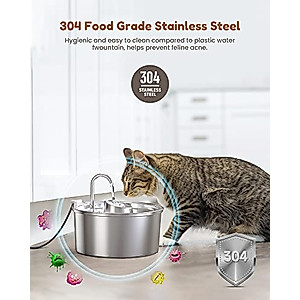 KOOGMOON Cat Water Fountain Stainless Steel, 108oz/3.2L Automatic Cat Fountain, Multi-Filtration, Easy to Clean, Ultra Silent Dog Water Dispenser for Cats, Dogs and Other Pets