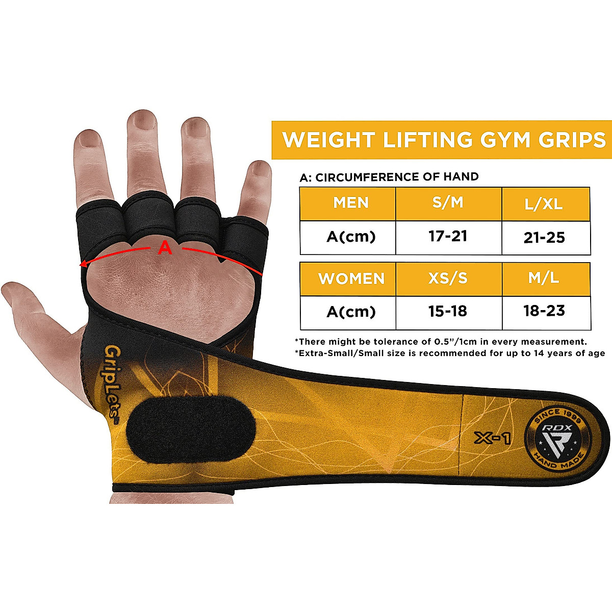RDX Weight Lifting Gloves Grips Fitness Gym Workout, Long Wrist Support, Ventilated Open Back Anti-Slip Gripper, Strength Training Deadlift HIIT Exercise, Women Men Cycling Climbing Gymnastics Rowing