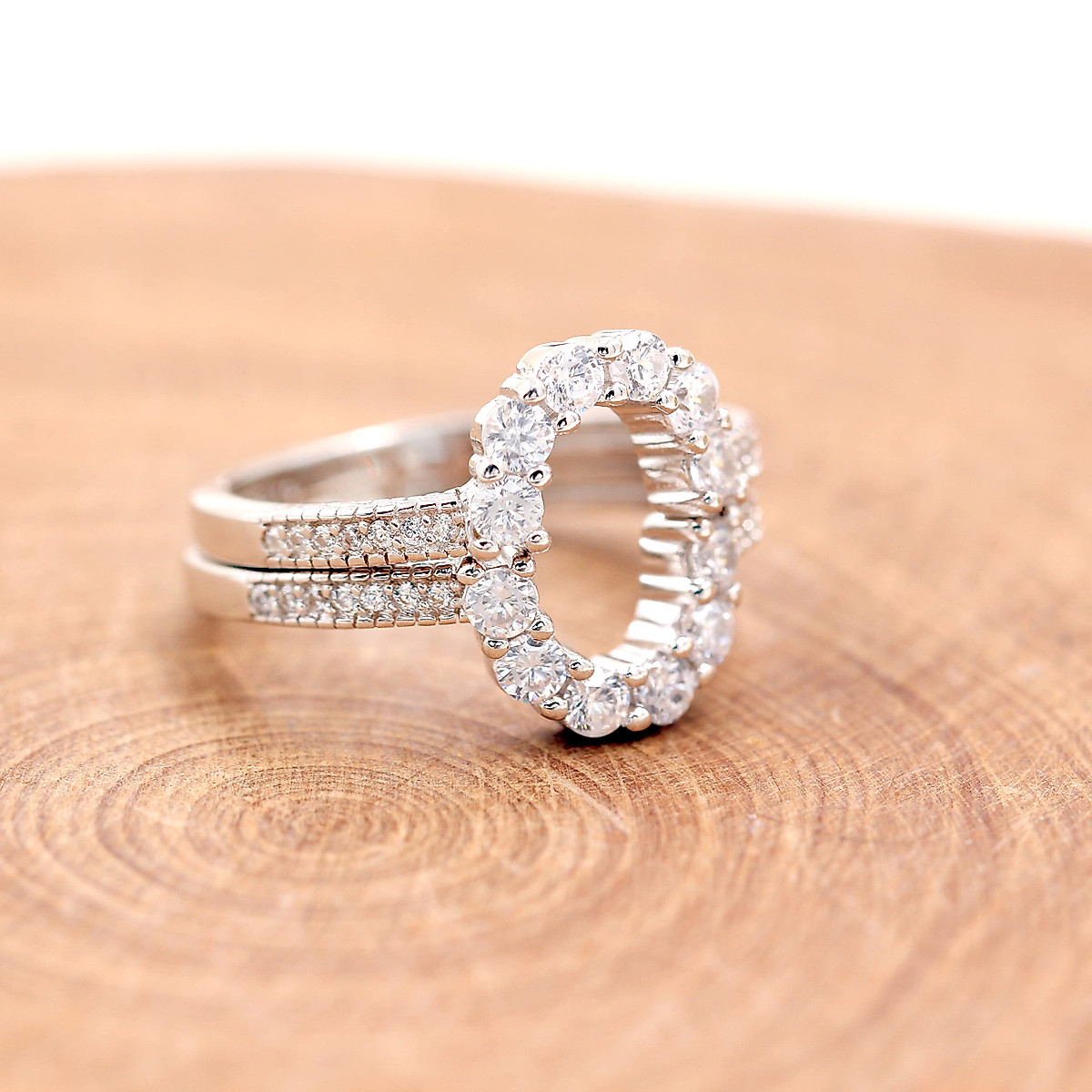 Uloveido Womens 925 Sterling Silver CZ Pave Ring Guard Enhancer for Oval Solitaire Rings Wedding Engagement Set Y2470 (Size 7)