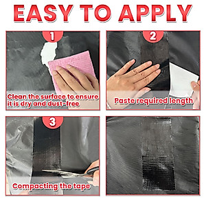 Birllaid Awning Repair Tape for Tarp, Heavy Duty Outdoor Repair Tape for Canvas, Boat Covers, Tent, Sail Tape, Tear Repair Patch Kit, Waterproof, UVproof Repair Tape, Black