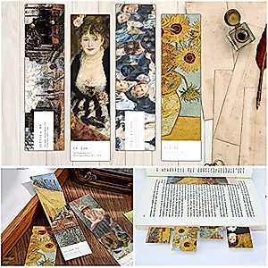 MWOOT 30 Art Painting Style Paper Bookmarks, Monet Van Gogh Renoir Art Painting Page Folder Bookmark Set, Fine Arts Museum Bookmark Book Reading Marker Gift (15x4 cm, 30 Styles)
