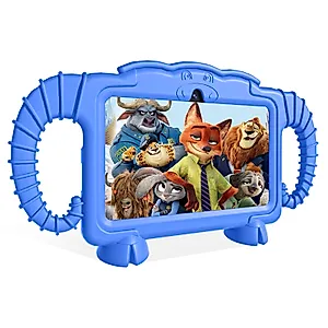 Aigopad Kids Tablet, 7 inch Android Tablet for Kids 3GB RAM 32GB ROM 128GB Expand Toddler Tablets with Shockproof Case, Bluetooth, GMS, WiFi, Parental Control, Dual Camera (Teal)
