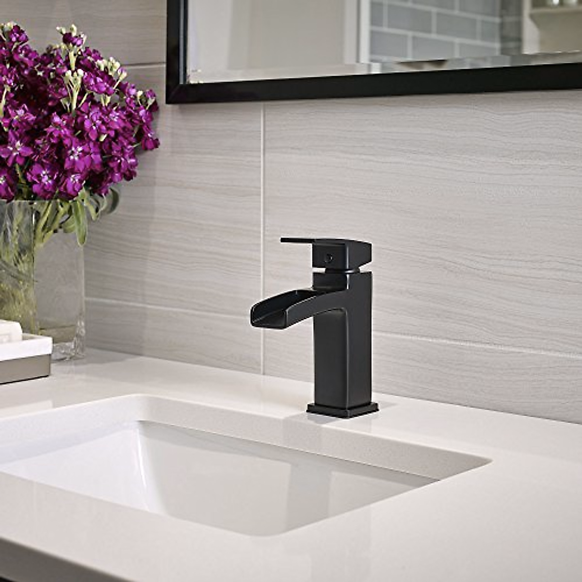 Pfister LG42DF0B Kenzo Single Control 4" Centerset Bathroom Faucet, Matte Black
