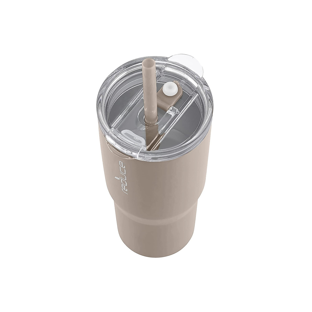 REDUCE Cold1 24 oz Tumbler with Lid and Straw - Dual-Wall Vacuum Insulated Stainless Steel Tumbler - Keeps Drinks Cold up to 24 Hours - Inner Ounce Markings to Track Hydration - OG Sand