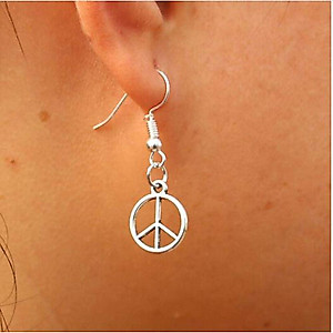 Simple Large Peace Sign Earrings , Silver Peace Earrings , Silver Earrings , CND Earrings , Retro Jewellery , Handmade Jewelry , Hippie