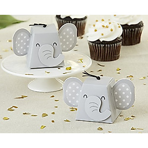 Kate Aspen Adorable Elephant Favor Box (Set of 12), One Size, Grey & Black