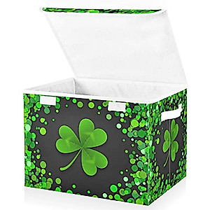 xigua St. Patrick's Day Storage Bins with Lids and Carrying Handle,Foldable Storage Boxes Organizer Containers Baskets Cube with Cover for Home Bedroom Closet Office Nursery