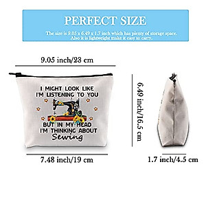 GJTIM Sewing Lover Gift Sewing Machine Gift Zipper Pouch In My Head I’m Thinking About Sewing Sewing Project Bag for Sewer Quilters (Thinking About Sewing)