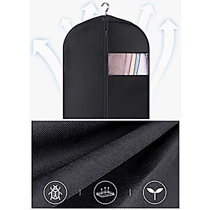 SLEEPING LAMB 60'' Trifold Garment Bags for Dress Storage Travel Dress Bag Gusseted Hanging Clothes Cover for Long Gowns, Coats, 2 Packs, Black