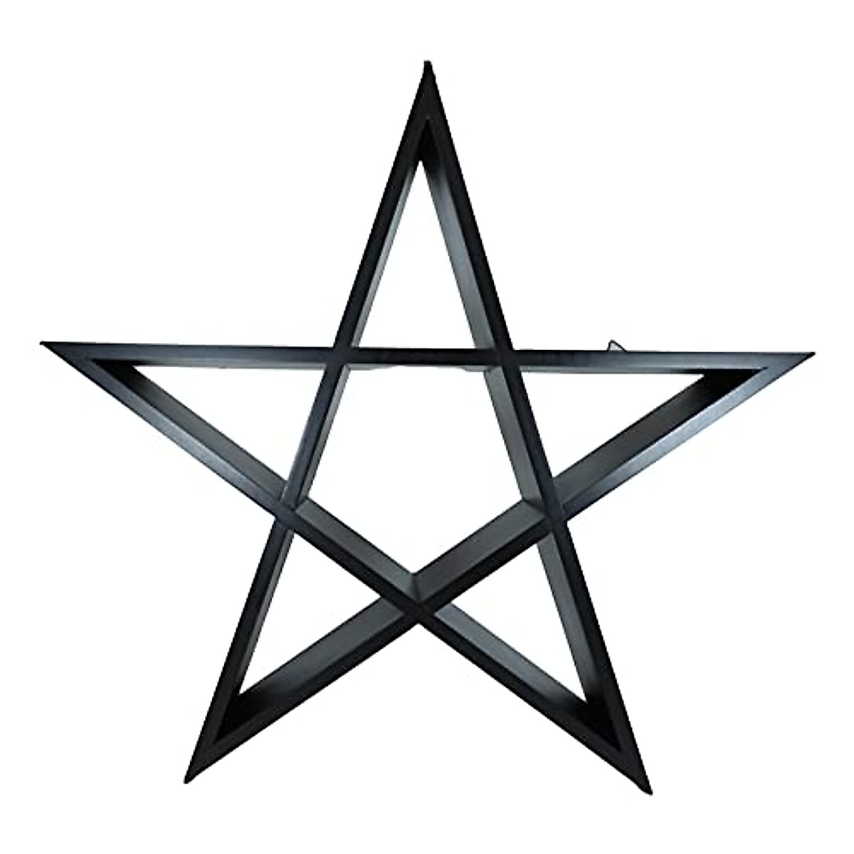 Ebros Light Duty Black Sacred Pentagram Pentacle Star Wall Hanging Floating MDF Wood Shelf 15" Tall 15" Wide Occult Wiccan Triple Goddess Home Office Room Accent