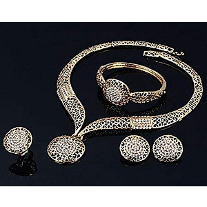 Genuiskids Fashion Women Jewelry Sets Bride Wedding Party Gold Plated Chain Necklace Earring Set