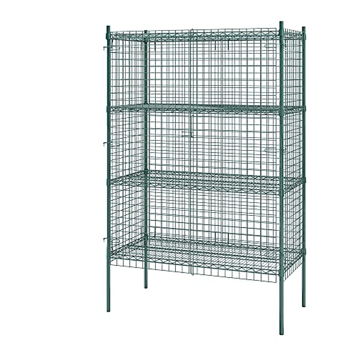 Krollen Industrial NSF Stationary Wire Green Security Cage Kit - 24" x 48" x 74" With 4 Shelves