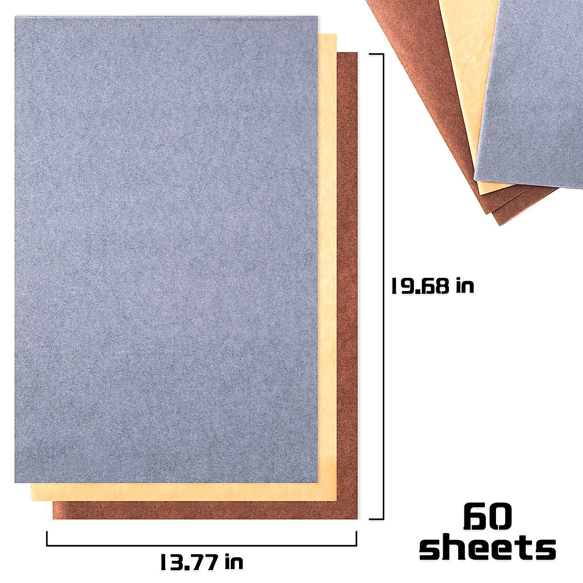 MR FIVE 60 Sheets Gift Tissue Paper Bulk, 20" x 14", Brown and Grey Tissue for Gift Bags, Wrapping Paper for Easter, Halloween, Birthday, Wedding, Baby Shower, Christmas, 3 Colors (Brown)
