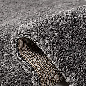 SAFAVIEH August Shag Collection 4' Square Grey AUG900F Solid 1.2-inch Thick Area Rug
