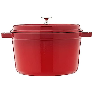Staub Cast Iron Dutch Oven 5-qt Tall Cocotte, Made in France, Serves 5-6, Cherry