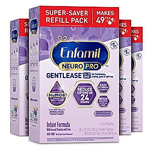 Enfamil NeuroPro Gentlease Baby Formula, Brain and Immune Support with DHA, Clinically Proven to Reduce Fussiness, Crying, Gas & Spit-up in 24 Hours, Non-GMO, Powder Refill Box, 30.4 Oz (Pack of 4)