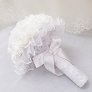 J-Rijzen Artificial Flowers 100PCS 3CM Mini Fake Roses for DIY Wedding Bouquets Centerpieces Party Baby Shower Home Decorations (White)