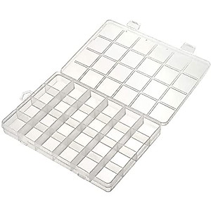 Juvielich Clear Plastic Organizer Box, 28 Grids Adjustable and Fixed Storage Container Jewelry Box for Beads Art DIY Crafts Jewelry Fishing Tackles 13.78"x8.46"x1.77"(LxWxH)