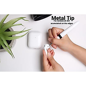 REDX1 New upgrade 4 in 1 Pen Cleaner With Smile Airpods Case, for Airpods with Soft Brush Flocking Sponge and Metal Tip for Any Bluetooth Earphones, Pen Cleaning Tools,Multi-Function Cleaner Kit