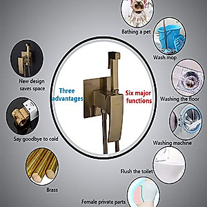 MINJING Bidet Faucets, Antique Style Bronze Bidet Shower Wall Mount Bidet Toilet Hand Held Bidet Sprayer, WC Portable Sprayer