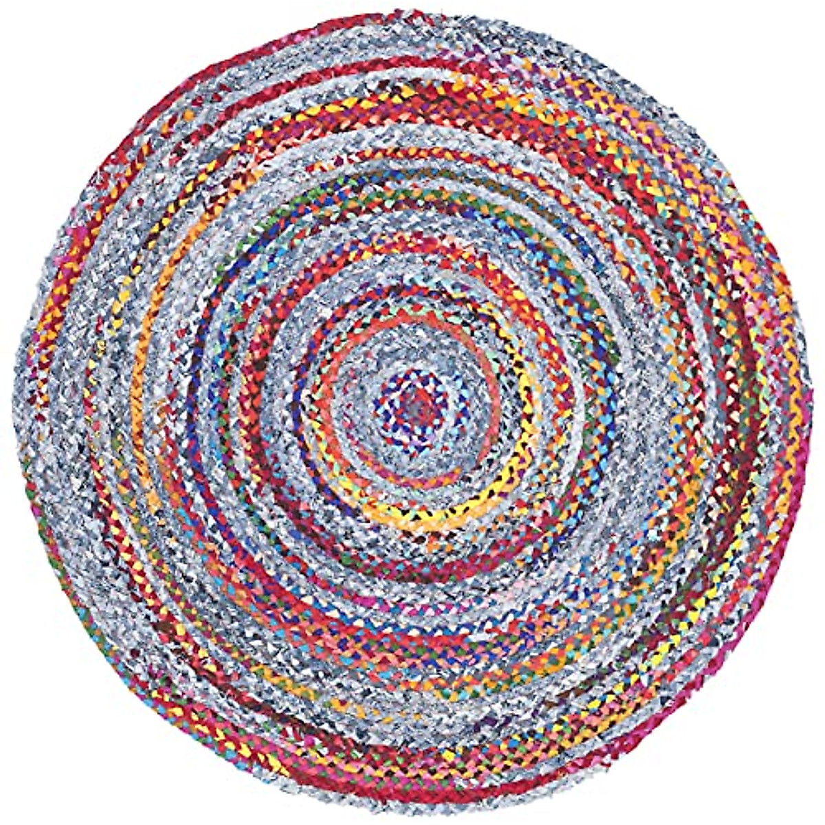 SAFAVIEH Braided Collection 5' Round Blue / Red BRD250L Handmade Country Cottage Reversible Cotton Area Rug