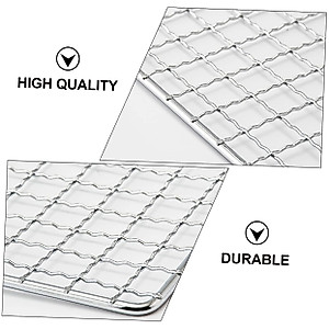 Yardwe 4 Pcs Stainless Steel Bbq Mesh Chef Cooling Rack Cookie Cooling Camping Bbq Mesh Bbq Net Pad Stainless Steel Roasting Rack Barbecue Wire Mesh Baking Rack Square Travel Grill