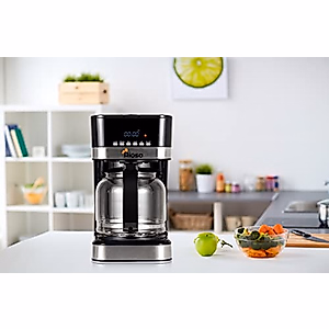 Aiosa 4-12 Cups Personal Coffee Maker,Programmable Coffee Maker,Drip Coffee Machine,With Glass Coffee Pot,Cafetera,Filter Coffee Machine,Stainless Steel, Coffee Maker Machine