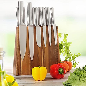 Lyched Vertical Magnetic Knife Block – Double Sided Magnetic Wood Knife Holder – Magnetic Knife Stand and Knife Storage – Large Cleaver Holder with Bonus Knife Sharpener