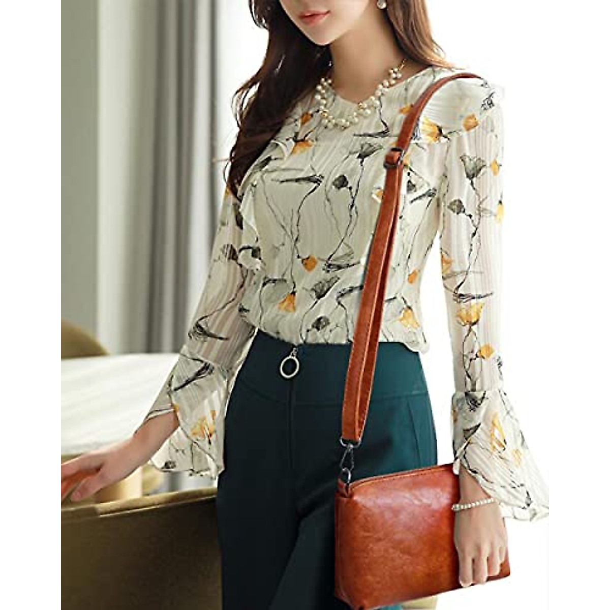 GJGJTER Synthetic PU Leather Tote for Women Satchel Crossbody Hobo 4pcs Handbags Shoulder Bags Tassel Fox Ornament-Brown