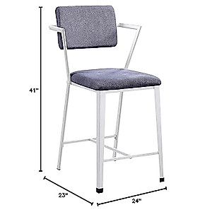 ACME Cargo Counter Height Chair (Set-2) - - Gray Fabric & White