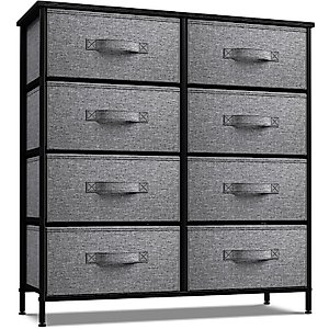 Sorbus Dresser with 8 Drawers - Chest Organizer Unit with Steel Frame Wood Top & Handle Easy Pull Fabric Bins for Clothes - Large Storage Furniture for Bedroom, Hallway, Living Room, Nursery & Closet