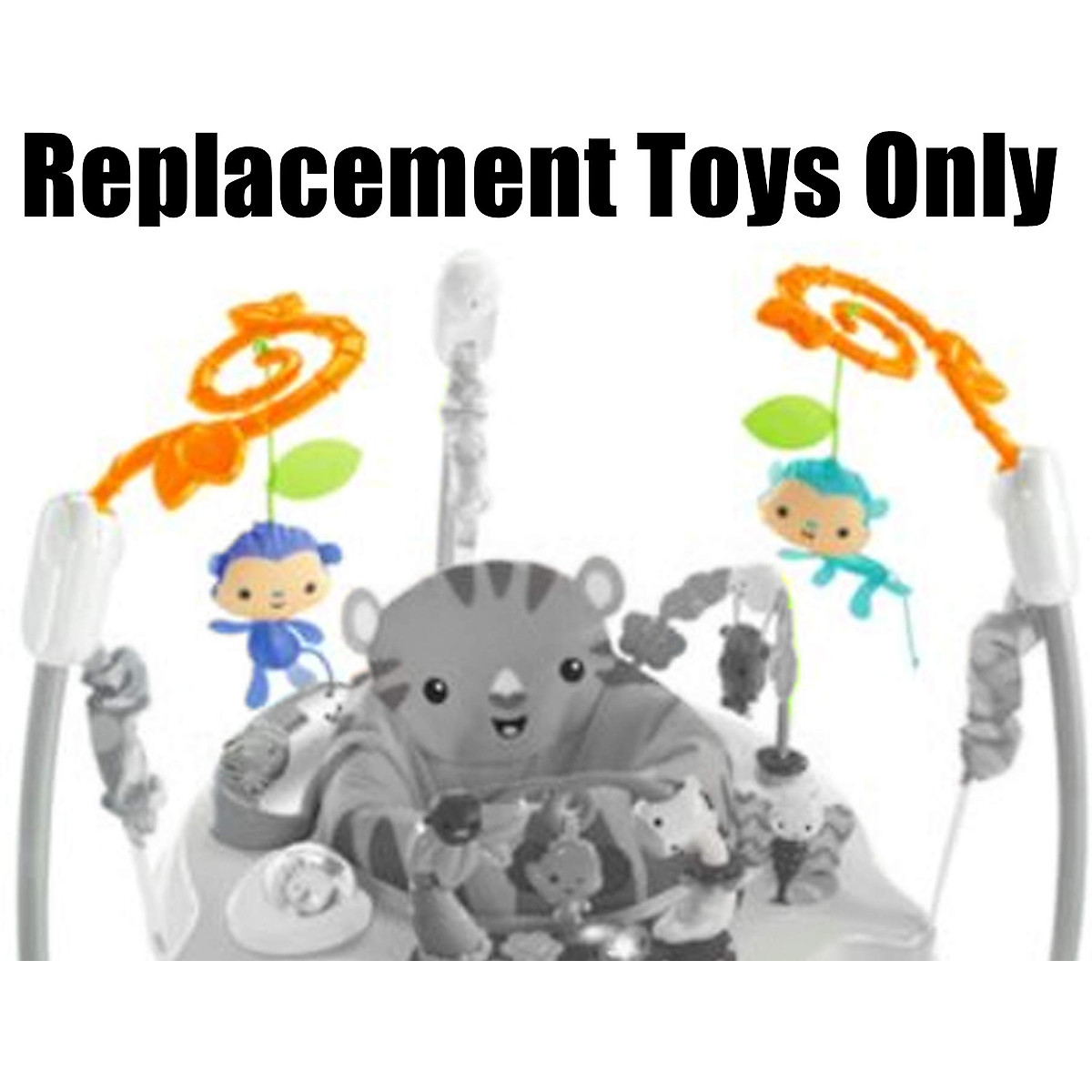 Replacement Parts for Rainforest Jumperoo - Fisher-Price Roarin' Rainforest Jumperoo CBV63 ~ Replacement Toys ~ Orange Vines with Blue Monkeys