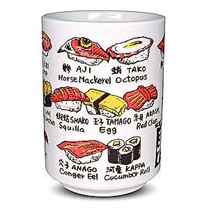 Japanese Yunomi Sushi Tea Cup Mino Ware, Sushi Print