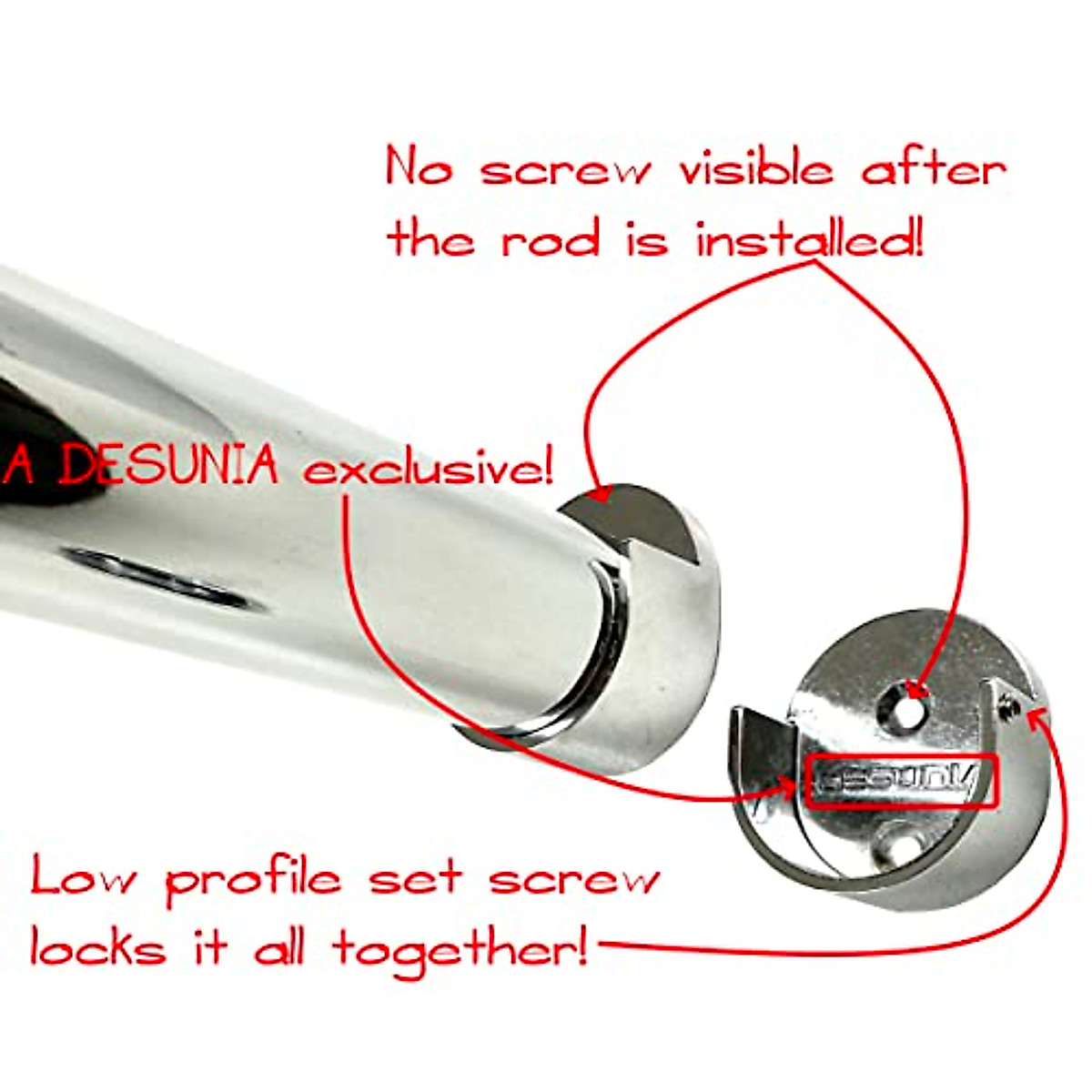 CUSTOM CUT | Up to 36" | HEAVY DUTY Chome Closet Rod | 1 5/16" Dia. | w/Matching End Brackets