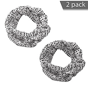 Lunarable Casino Headband Set of 2, Dices Close-up Image Abstract Monochromic Chaotic Crowded Gaming Houses, Elastic and Soft Women's Bandana for Sports and Everyday Use, XS-S, Pale Grey Black