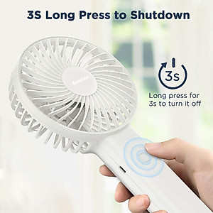 EasyAcc Handheld Fan, 2023 Newly Powerful Quiet Portable Fan Small Desk Fan [ 4 Speed/Battery Indicator/Easy Clean] 17H Battery Operated Fan One Touch Power Off Personal Fan for Travel Outdoor