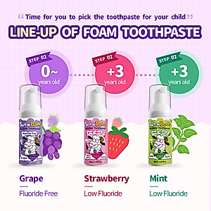 SnowBuddy Foam Toothpaste Kids - Mint Flavors - 1 Pack, Anti Cavity with Low-Fluoride, for u-Shape Toothbrush and Mouthwash for Dental Care