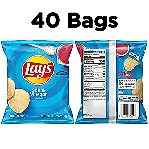 Lay's Potato Chips, Salt & Vinegar, 1 Ounce (Pack of 40)